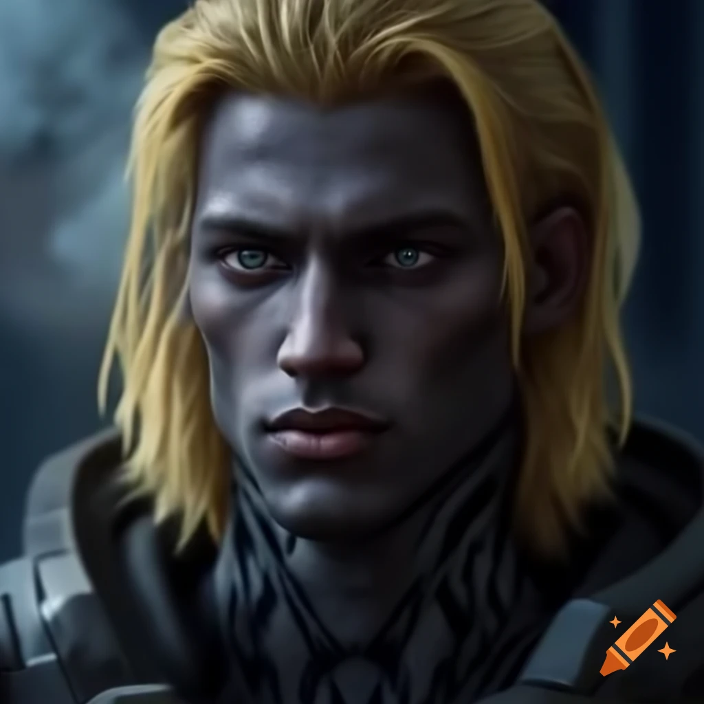 Portrait of a blonde Swedish man in mobility scooter, cyborg memorial ...