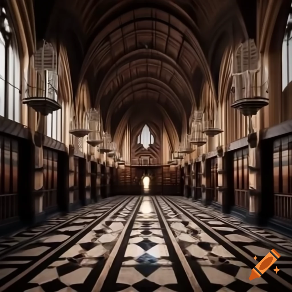 Grand gothic castle hall with stone walls and vaulted ceilings on Craiyon