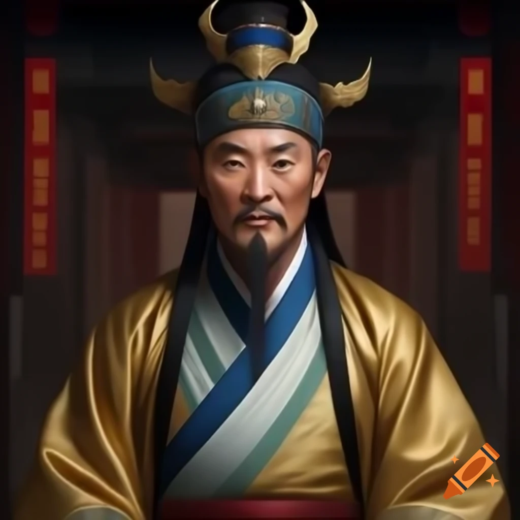 Emperor of the Qing Dynasty at 23 in golden dragon robe on Craiyon
