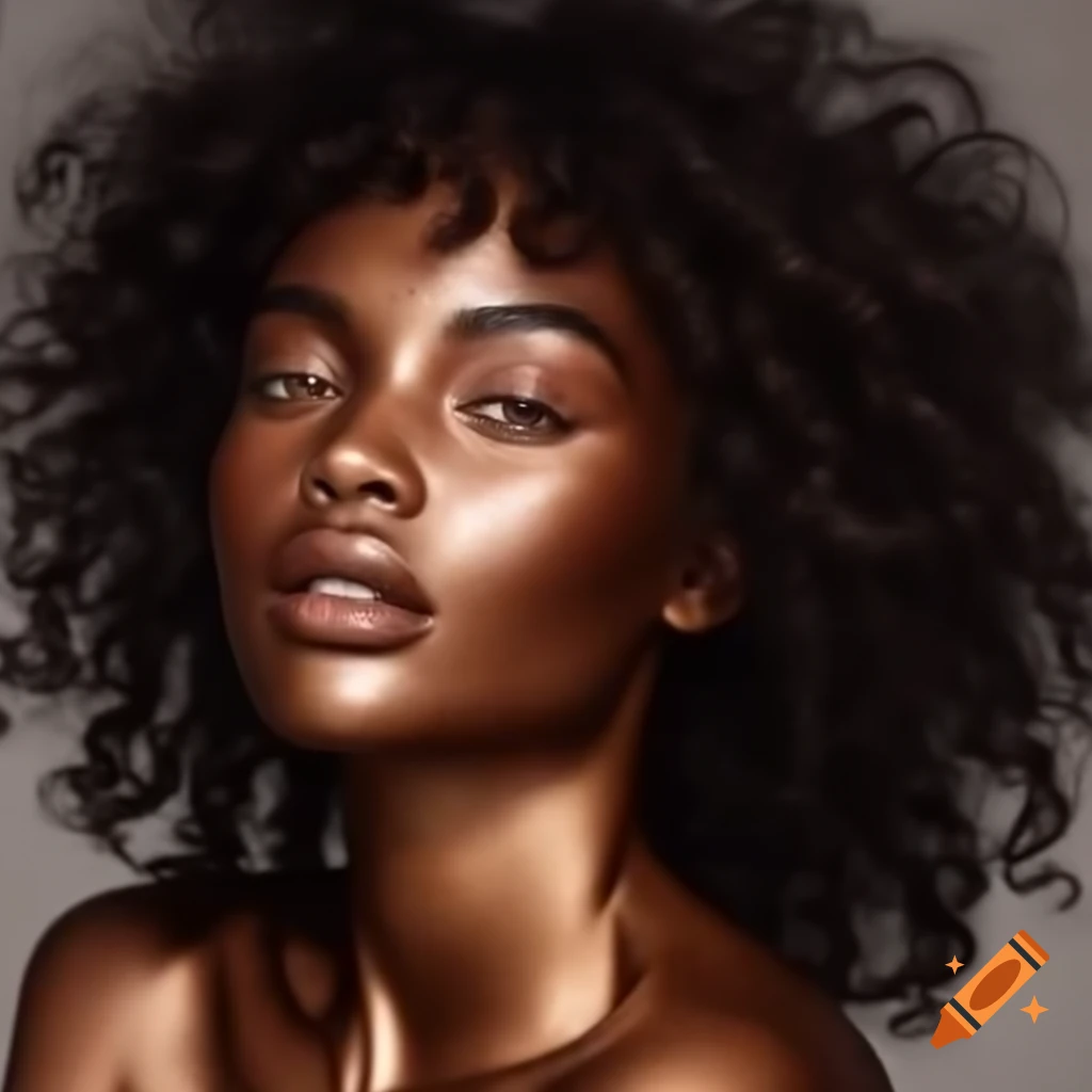 Athletic woman with bronze skin and dark curly hair on Craiyon