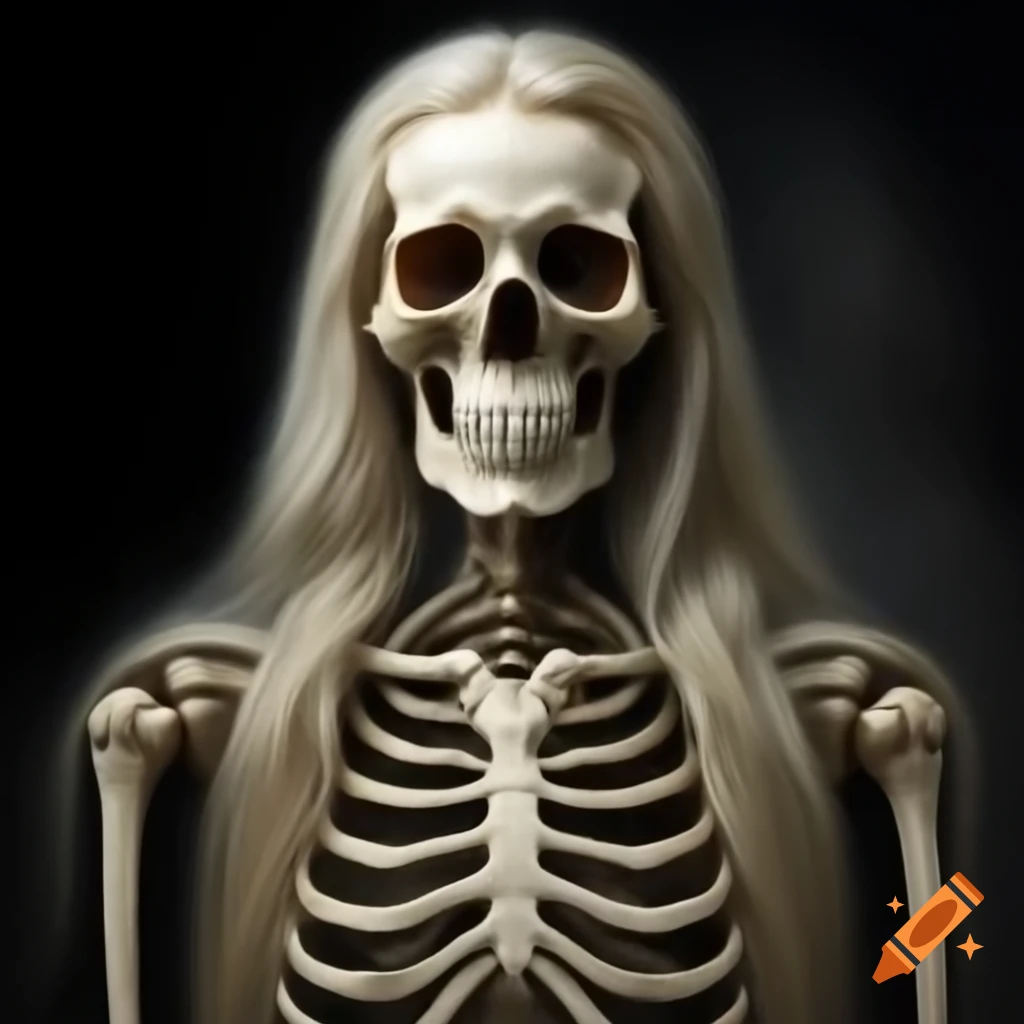 Skeleton with long blonde hair on Craiyon