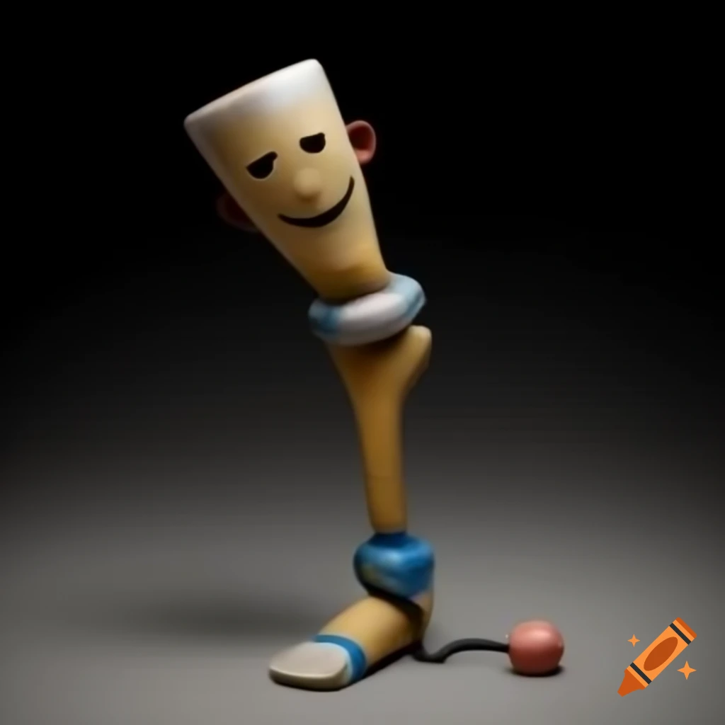 Painted prosthetic leg resembling a sad smile on Craiyon