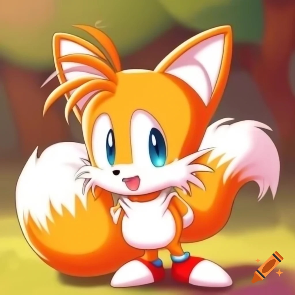 Adorable and cute character resembling tails, shy and timid expression ...