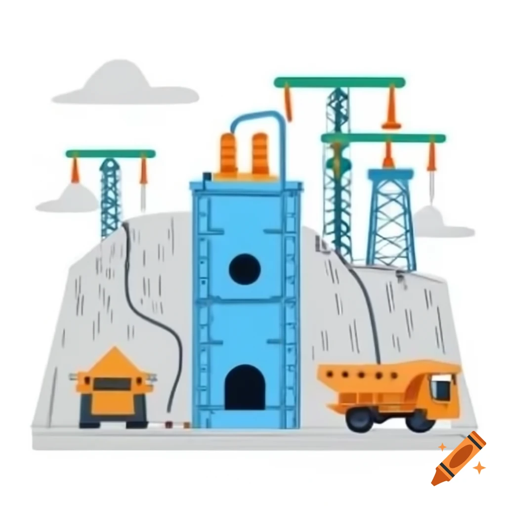 Mining facility with underground mine, electric car charging spots, and ...