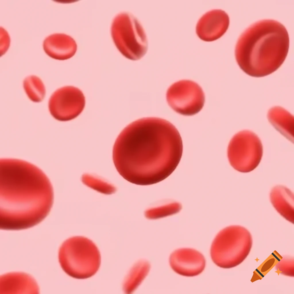 Small red blood cells scattered in bloodstream on pale pink background ...
