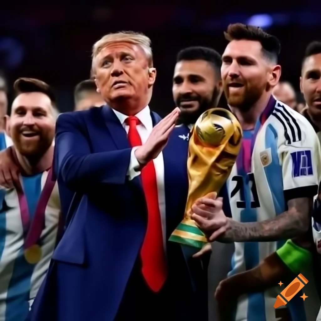 Donald trump handing fifa world cup trophy to lionel messi and ...