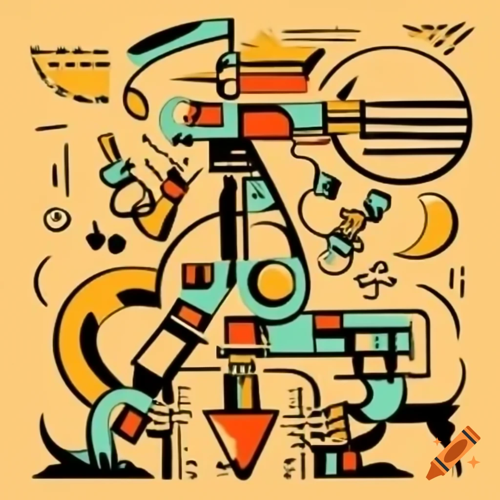 Vibrant cubist robotic form inspired by picasso's bold style on Craiyon