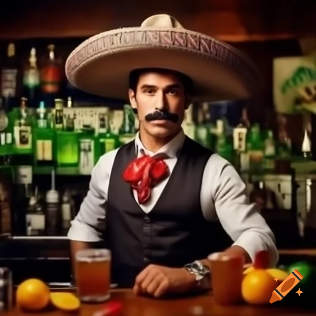 Victorian style mexican bartender without a hat on Craiyon