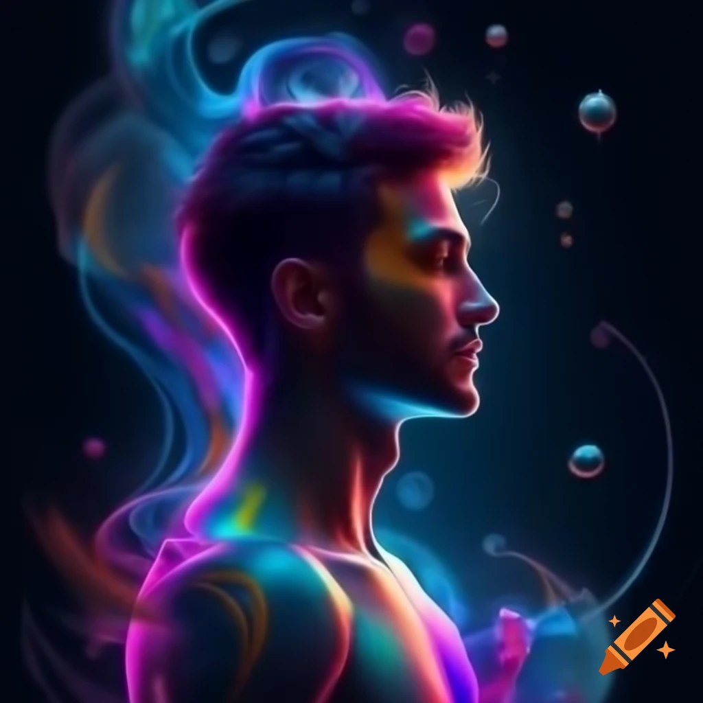 Captivating profile picture of a smiling male surrounded by colorful ...