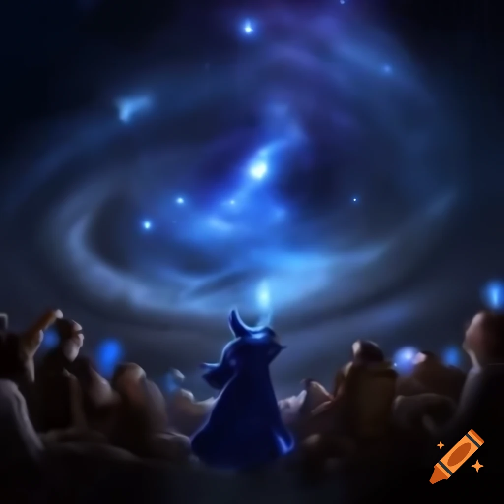 Blue mage wizard in galaxy space theme for magic: the gathering on Craiyon