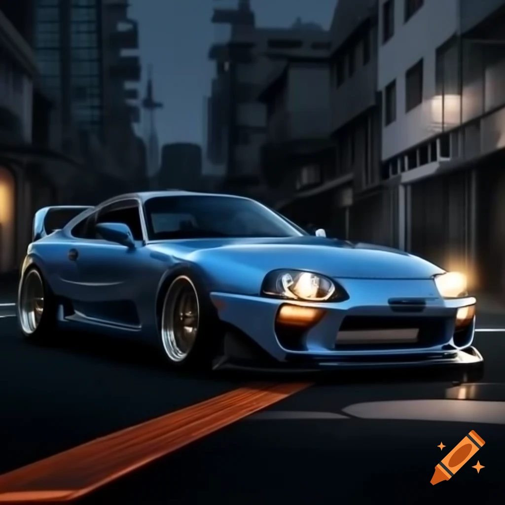 Japanese style wallpaper featuring a toyota supra on Craiyon