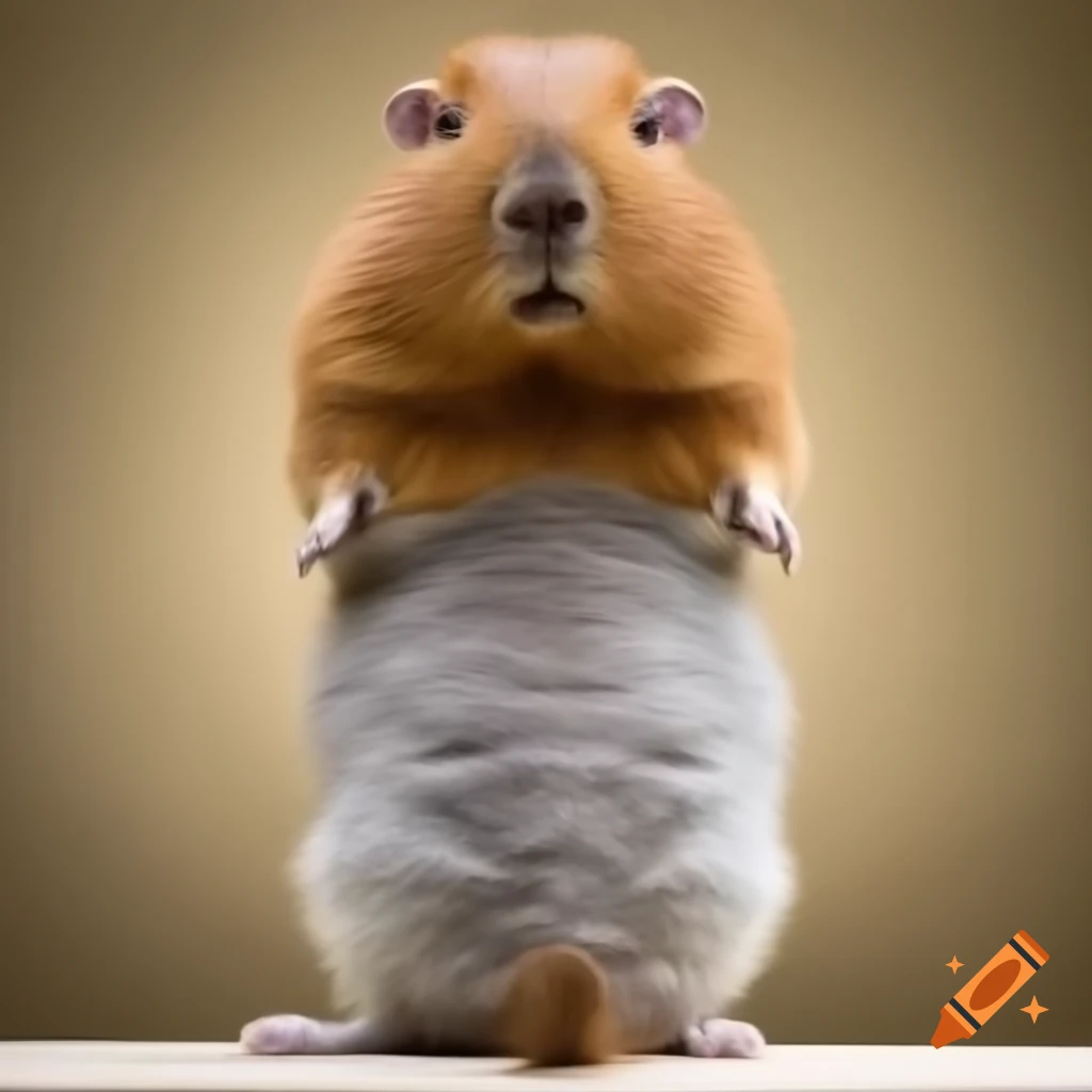 Chinchilla with capybara head, whimsical creature concept on Craiyon