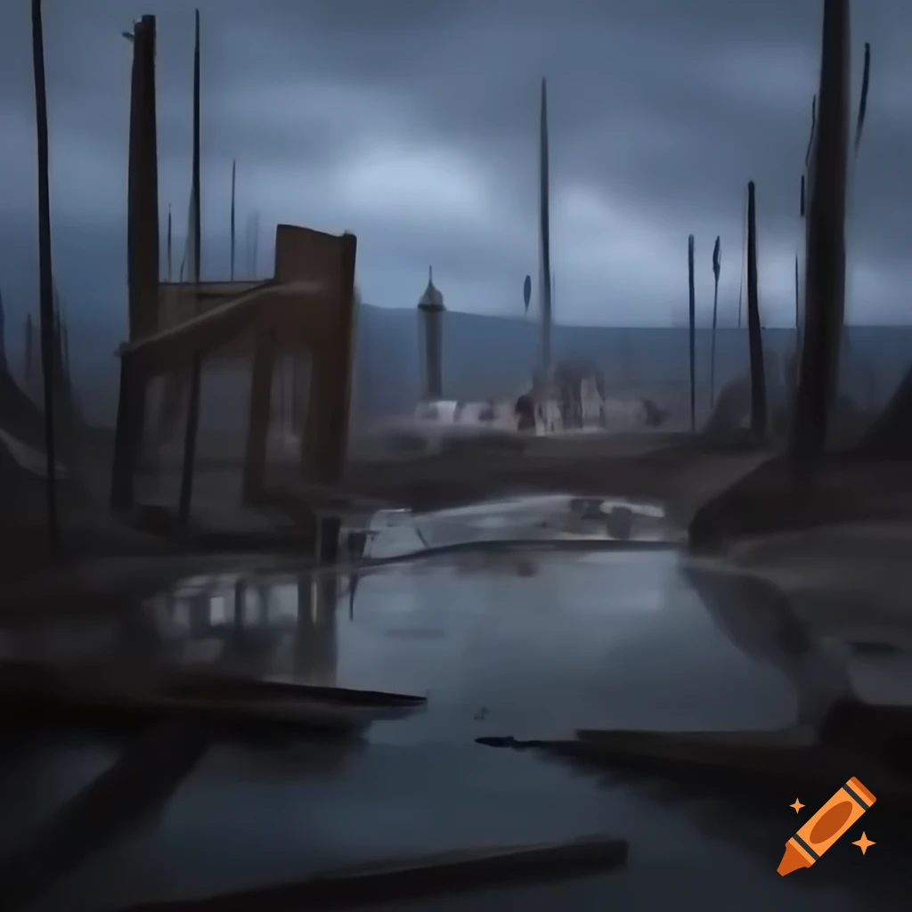 Desolate landscape depicting a deteriorating america in 2025 with ...