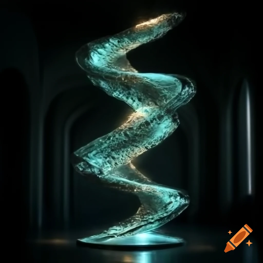 Metallic glowing strands intertwining in mid-air, creating mesmerizing ...