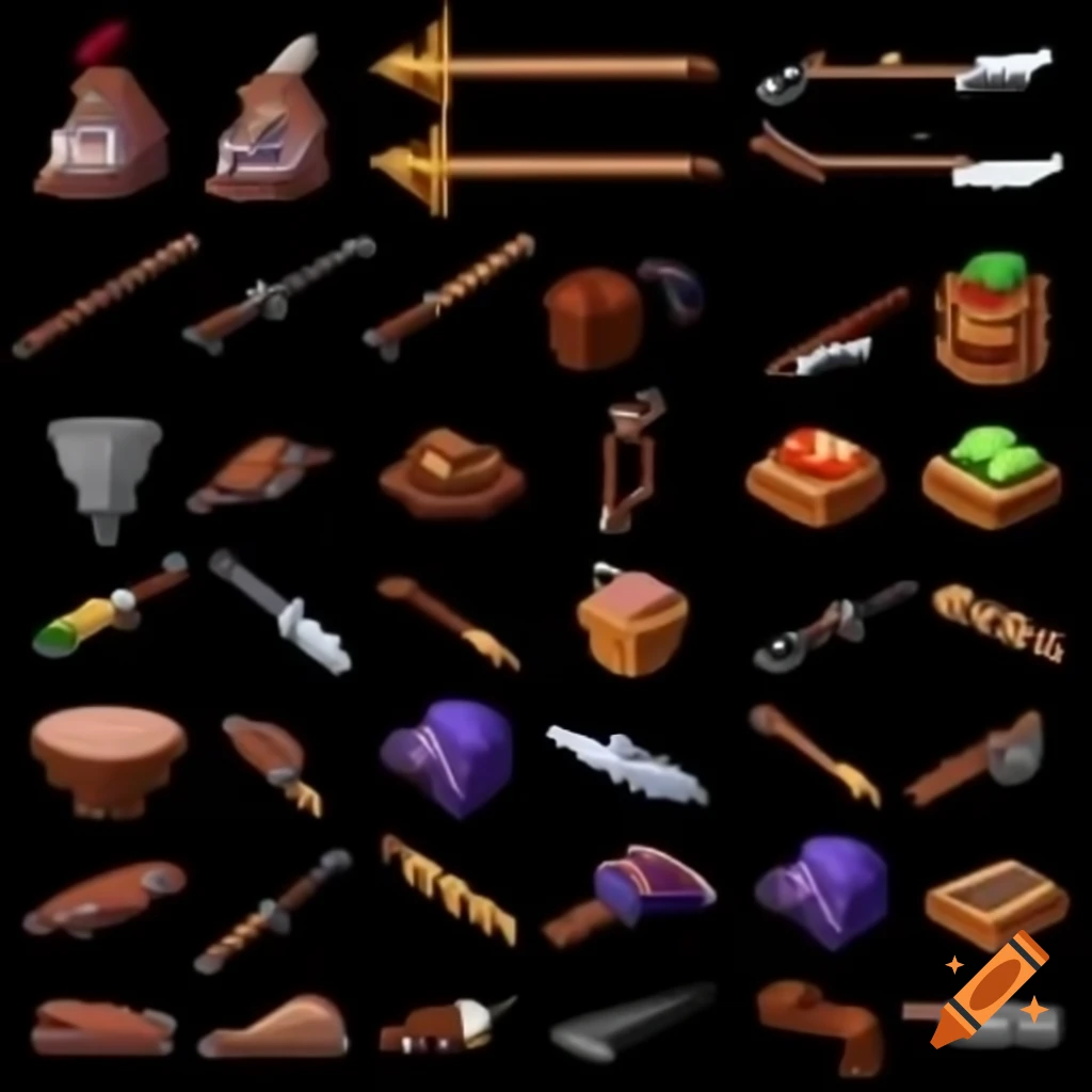 Collection of pixel art sprites for medieval fantasy rpg game in 16-bit ...