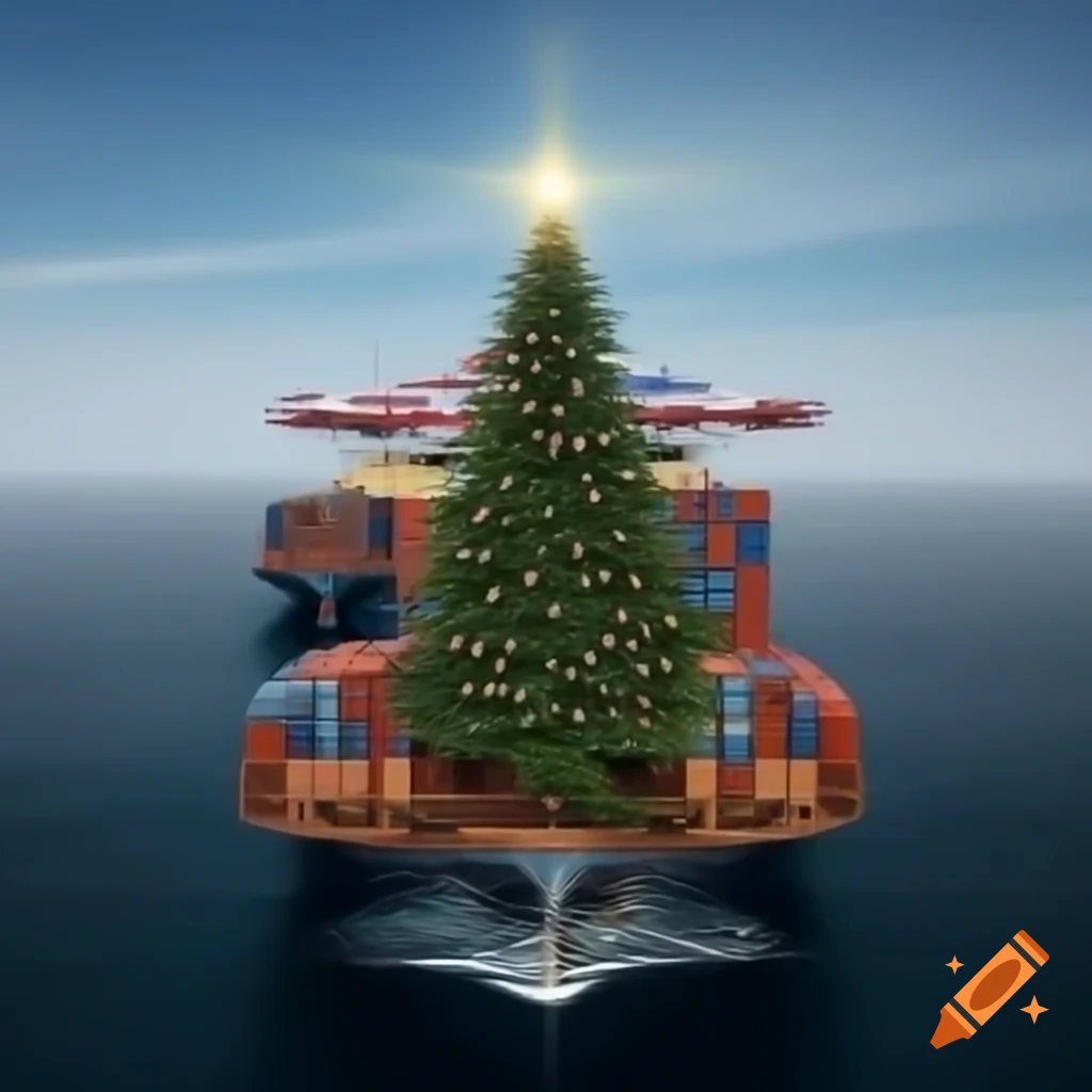 Christmas tree with containers on hapag-lloyd ships on Craiyon
