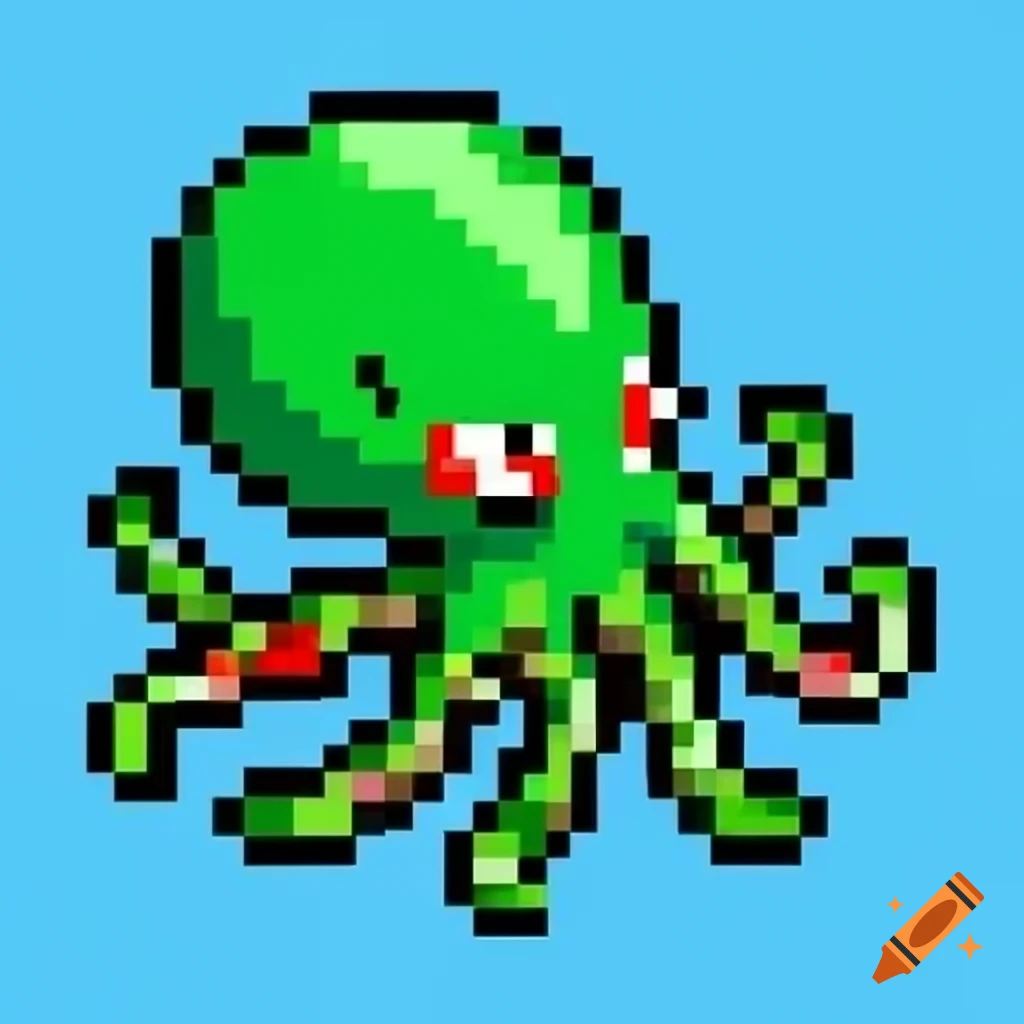 32-bit pixel art sprite of a giant green flower-covered octopus Pokémon ...