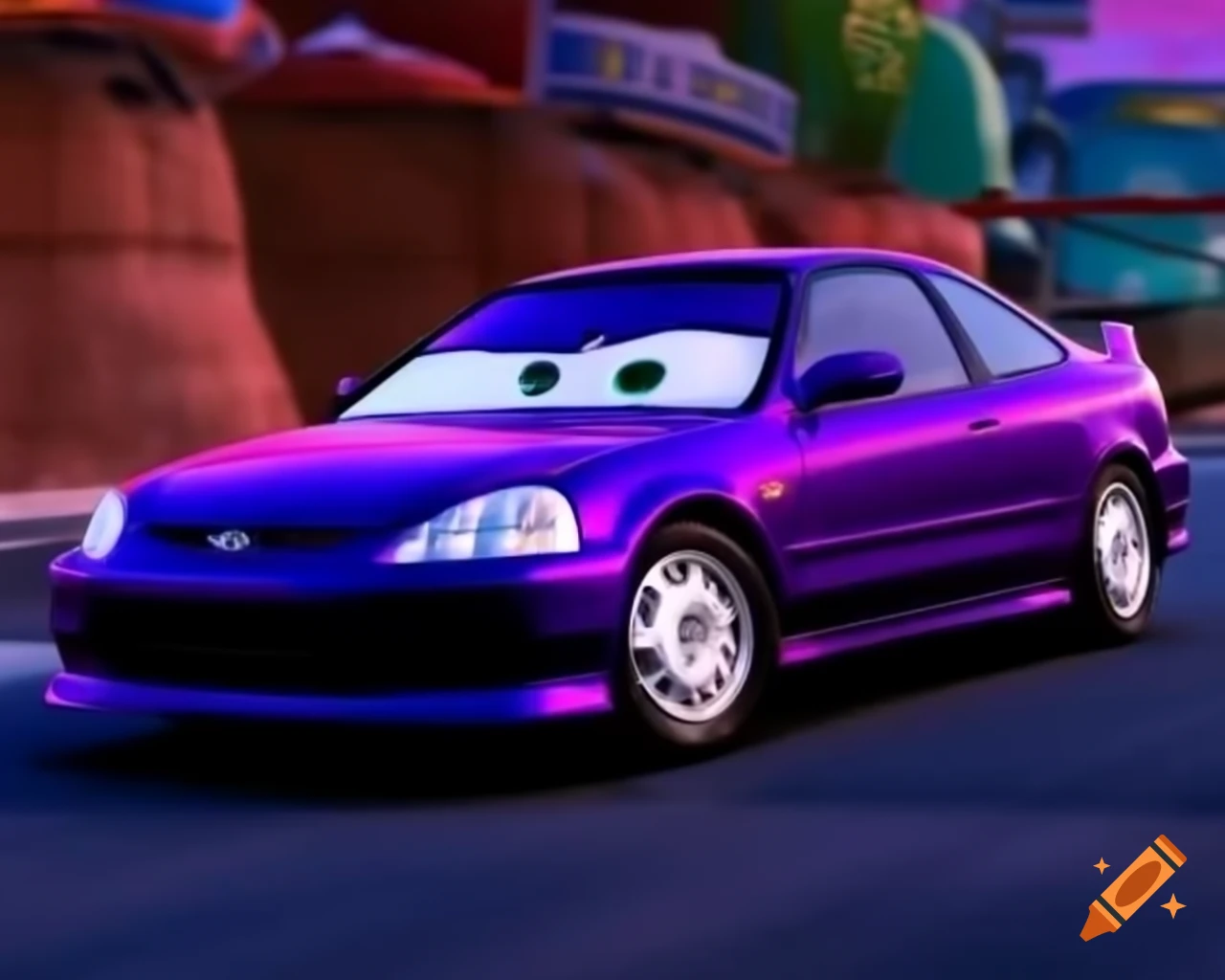 2000 purple honda civic with white tires inspired by pixar cars movie ...