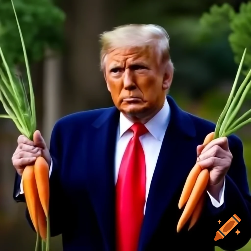 Donald trump holding carrots on Craiyon