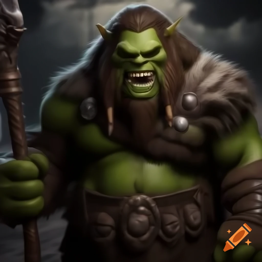 Fantasy characters: fat orc barbarian and werewolf sorcerer on Craiyon