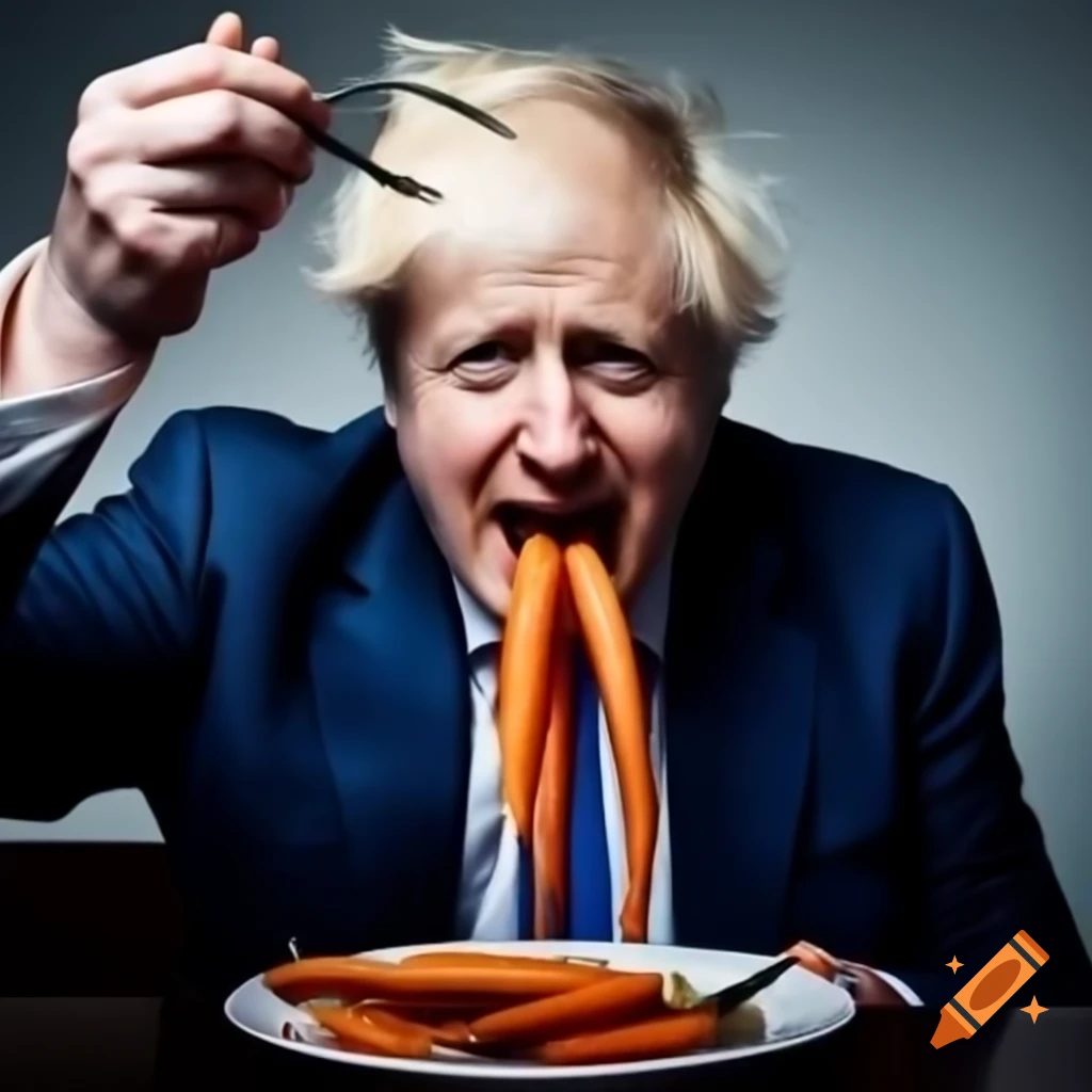 Boris Johnson eating carrots on Craiyon
