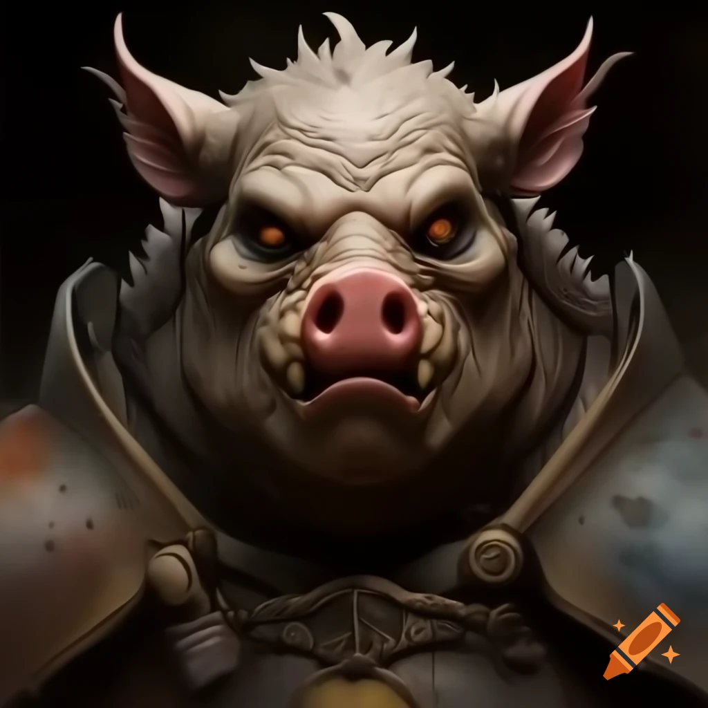 Horror pigman monster wearing wooden armor on Craiyon