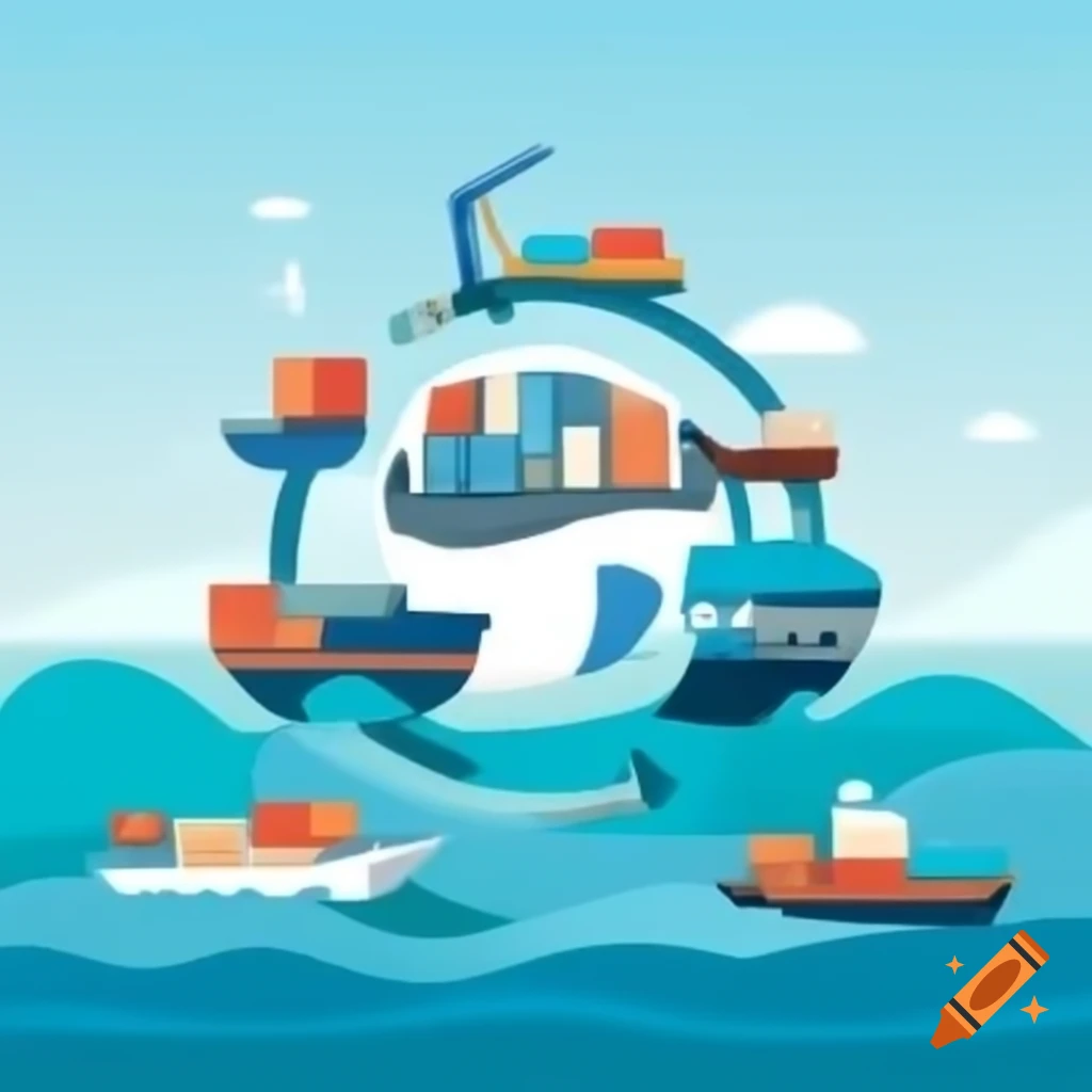 Professional illustration of logistics featuring cargo ships ...