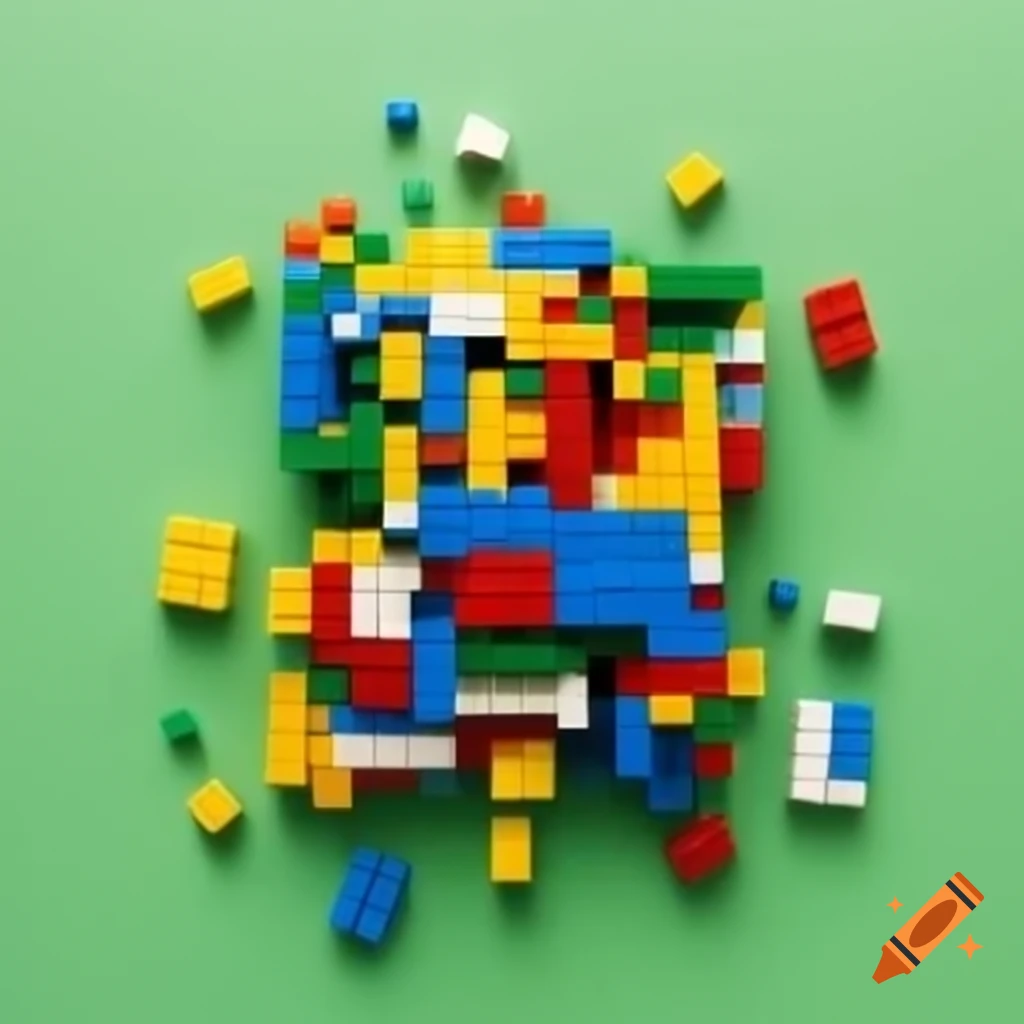 Title card for "a history of lego" with colorful lego bricks backdrop ...