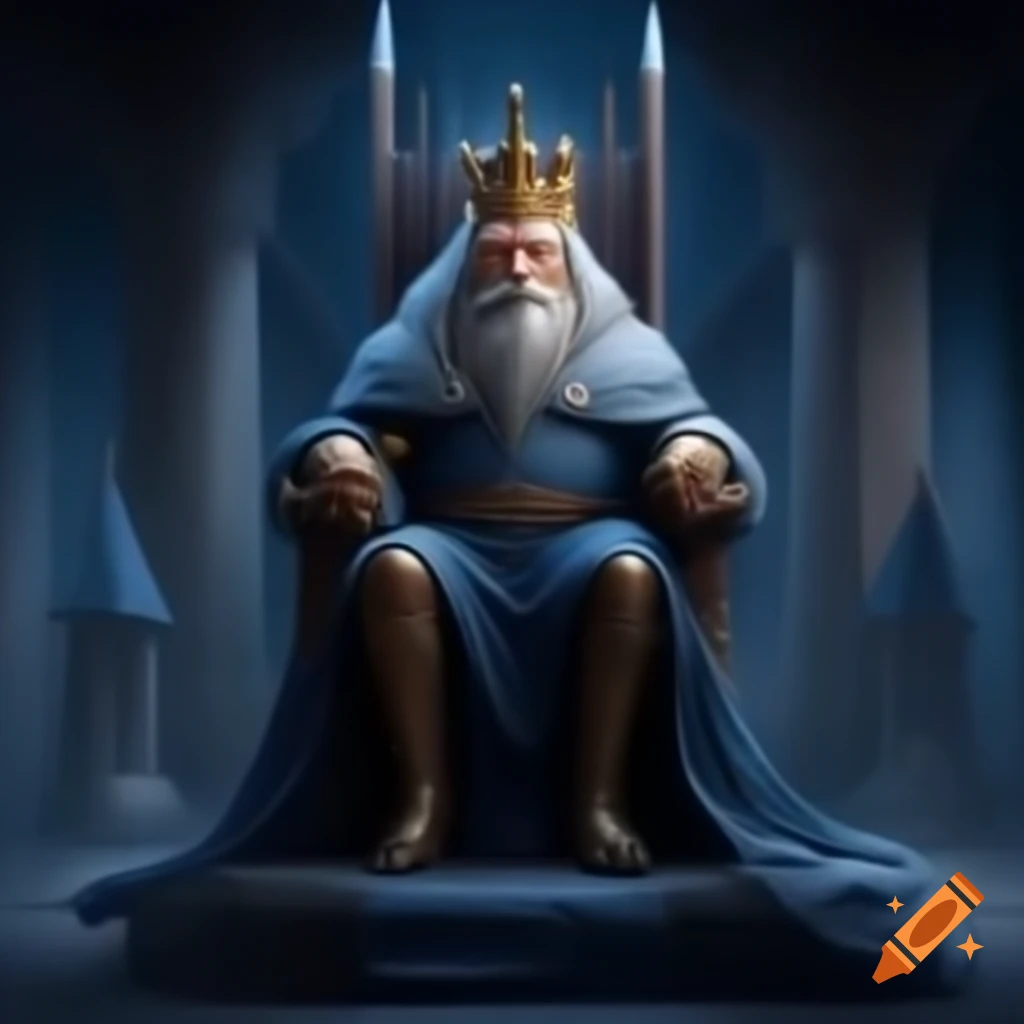 Sad king sitting on throne in castle on Craiyon