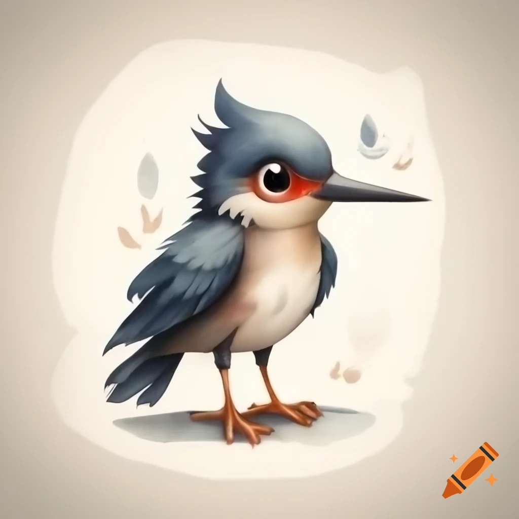 Cute cuckoo bird with beak and feathers in flat art style on Craiyon