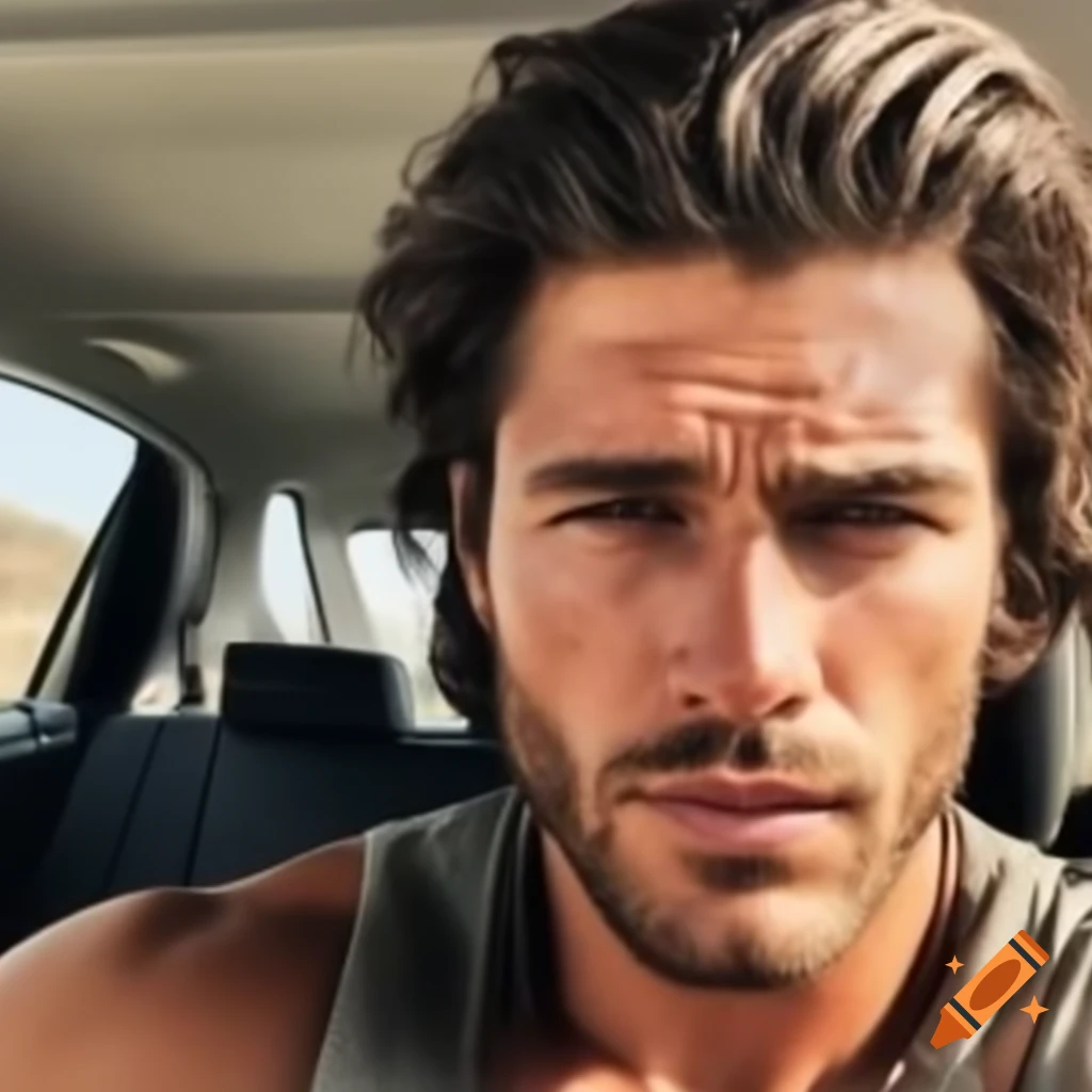 Attractive rugged man posing for mirror selfie on Craiyon