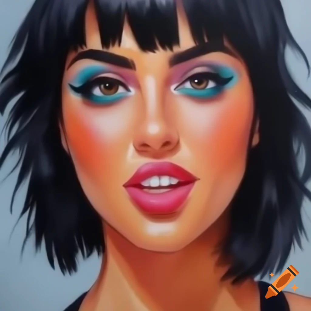 Athletic Spanish woman with big grin and detailed shading in drawing on ...