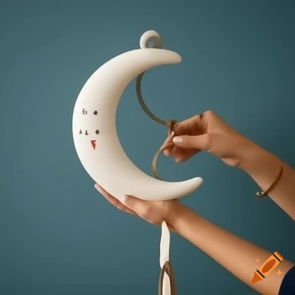 Whimsical crescent moon-shaped hook hanging gracefully on Craiyon