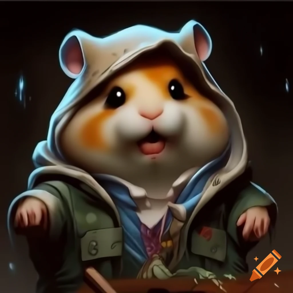 Sinister yet adorable hamster villain from Galaxy Hamster anime on Craiyon