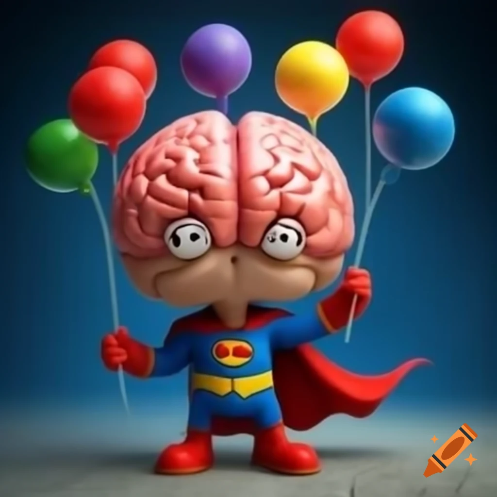 Superhero character with oversized brain popping out of head on Craiyon