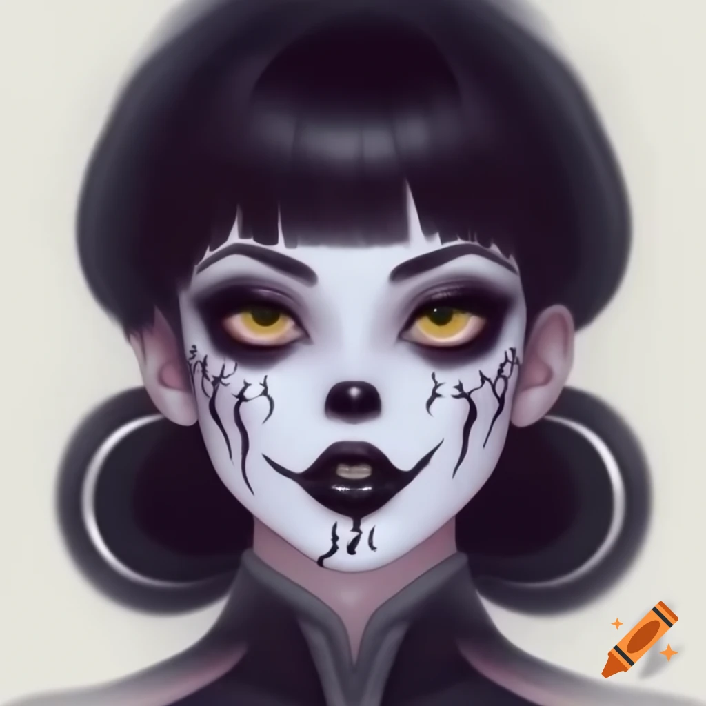Athletic synth woman with black hair and detailed shading, showcasing a ...