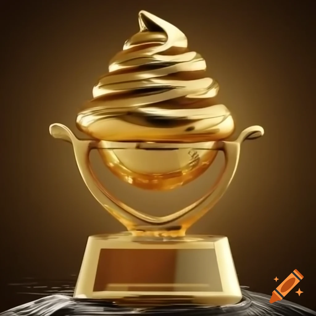 Golden trophy for tournament winner with poop theme and engraving on ...