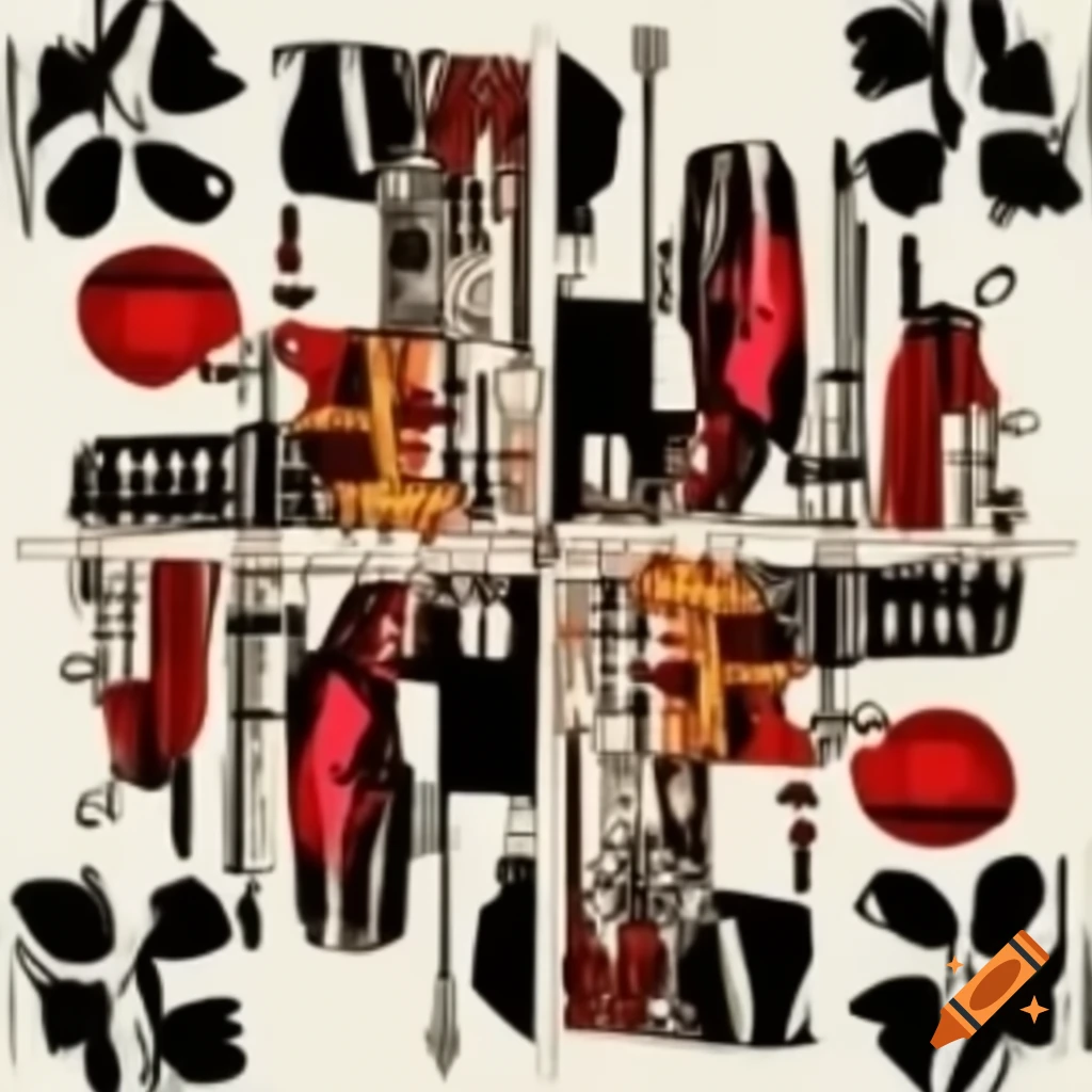 Artistic illustration of folk instruments for music album cover on Craiyon