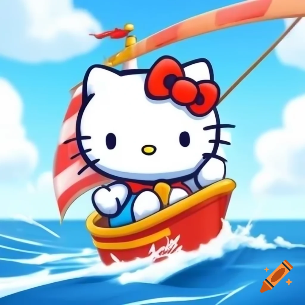 Hello Kitty in sailor hat ready for adventure at sea on Craiyon
