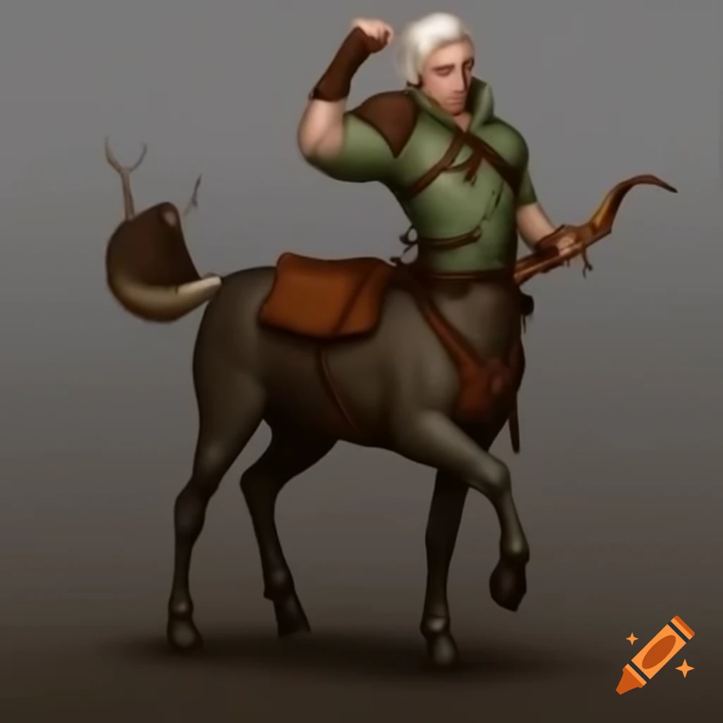 D&D male centaur with whitetail deer body in sage green ranger uniform ...