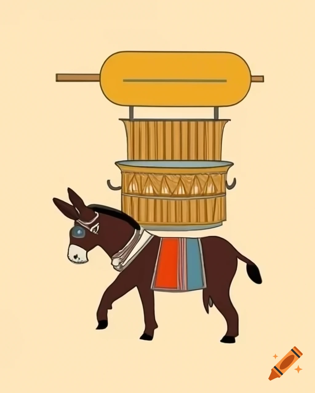 Illustration of donkey carrying heavy load in byzantine and vintage ...