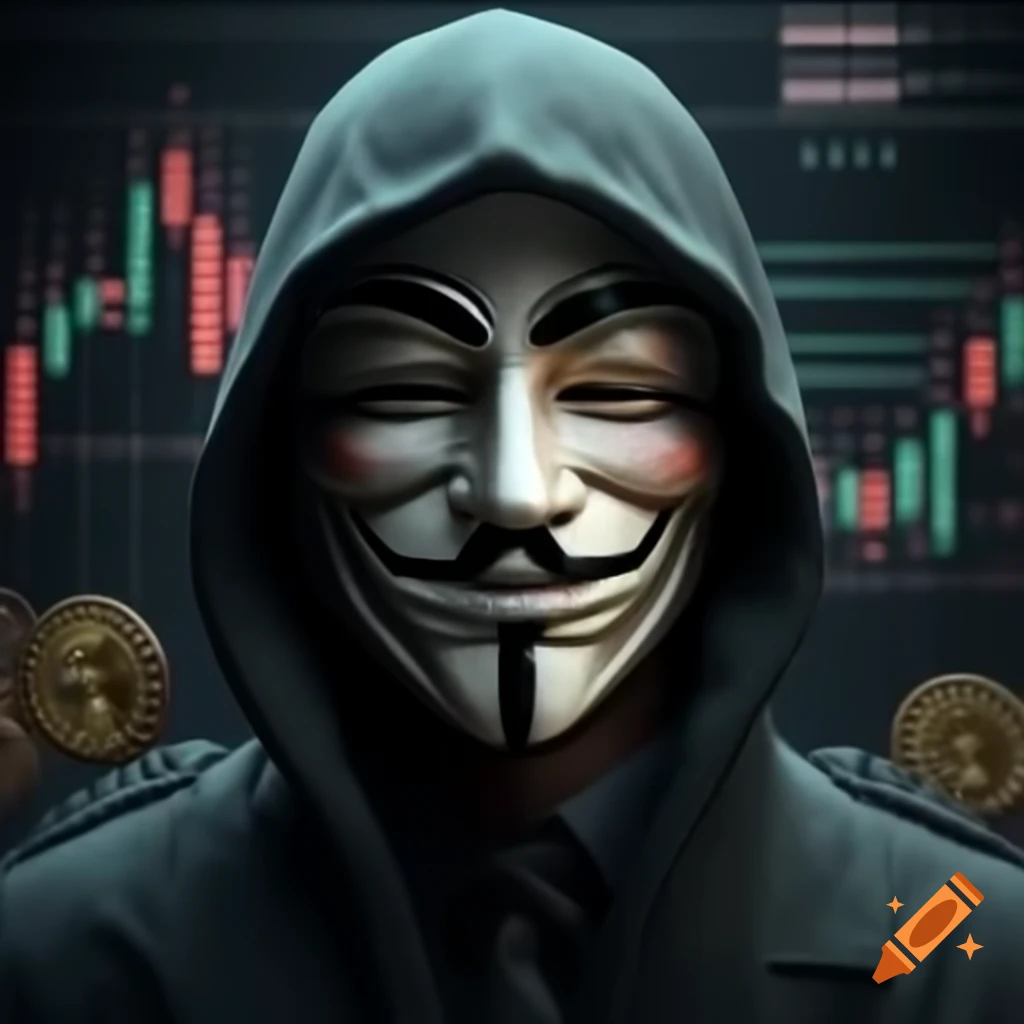 Anonymous individual focused on bitcoin and forex trading on Craiyon