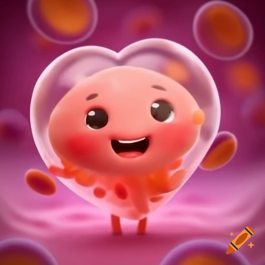Caricature of stem cells creating heart cells to save a baby on Craiyon