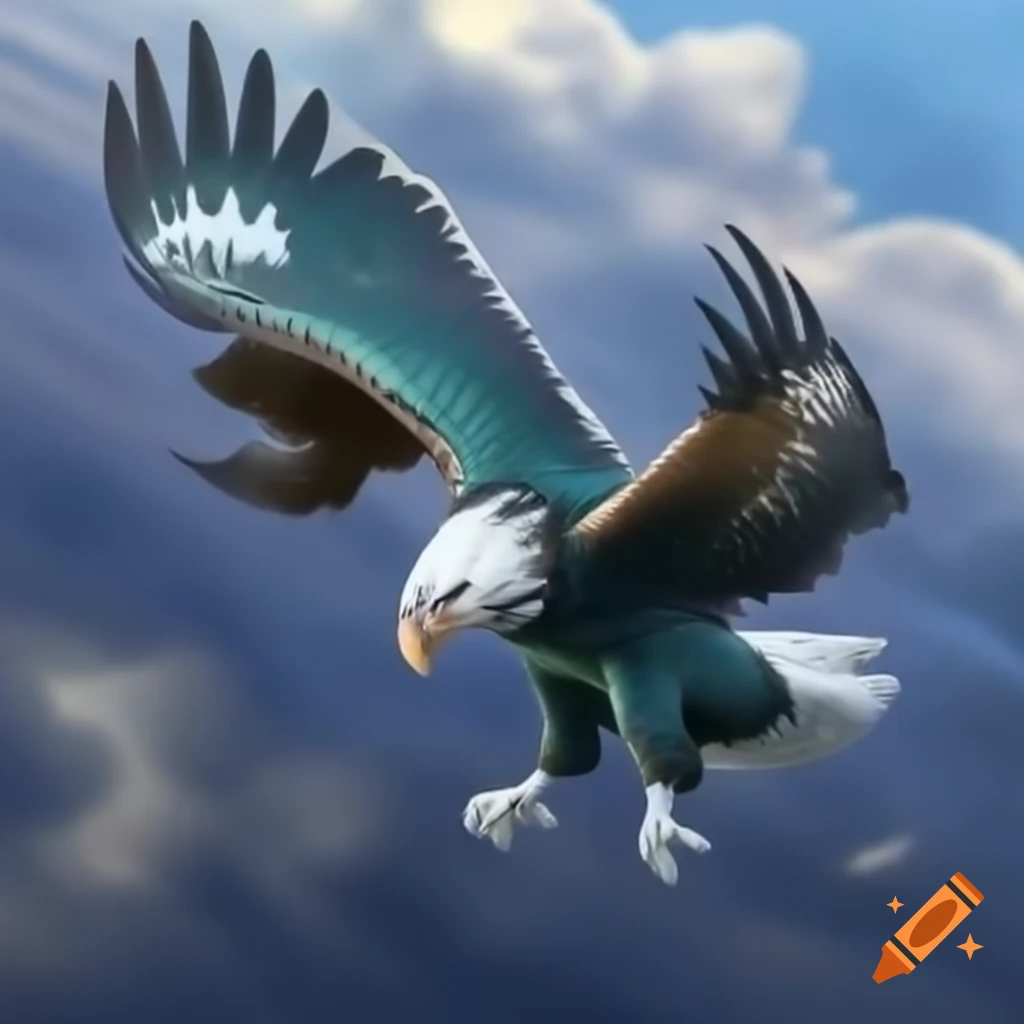 Two eagles locked in dynamic aerial struggle on Craiyon