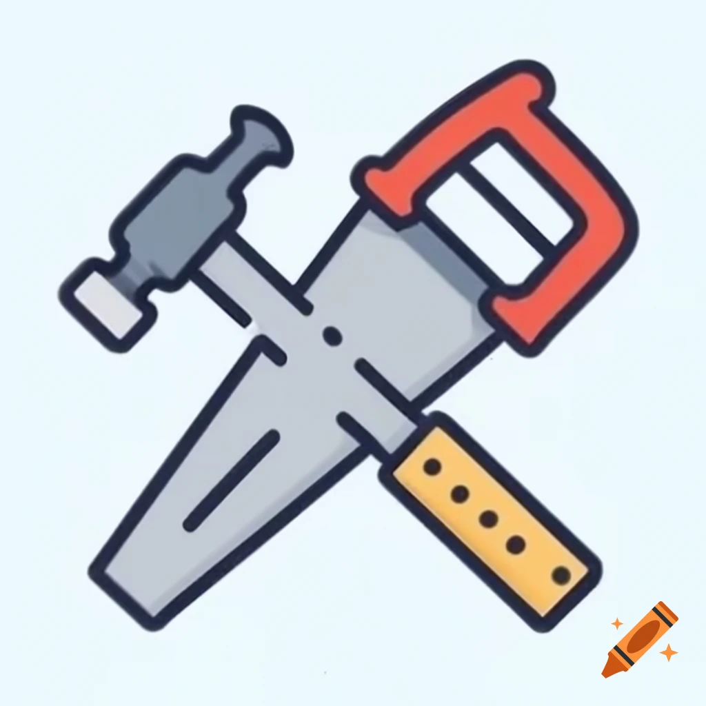 Stylized tools including saw and hammer symbolizing craftsmanship on ...