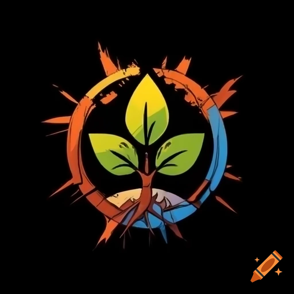 Post-apocalyptic logo featuring dead plants and shrubs on Craiyon