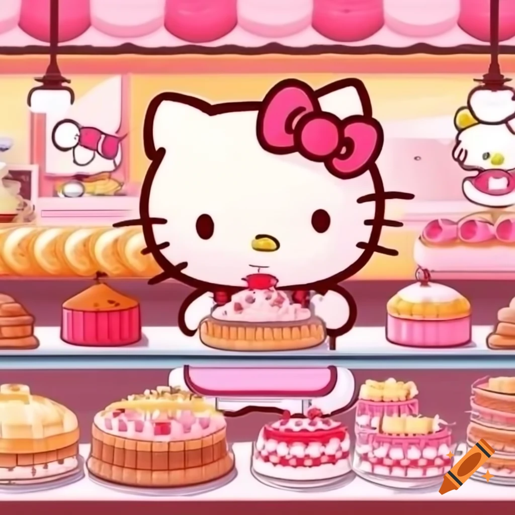 Hello kitty themed bakery with cute decorations on Craiyon