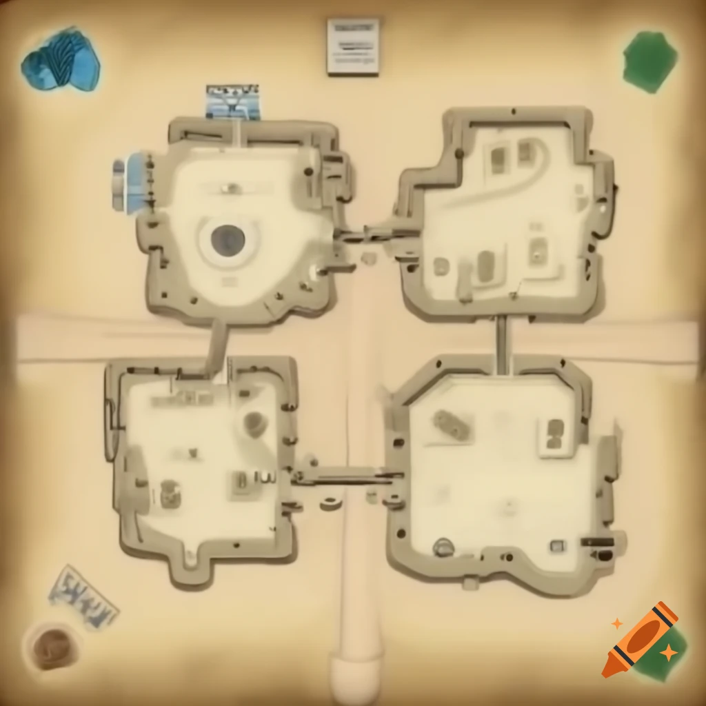 Detailed map of Aetheria Springs theme park featuring rides and ...