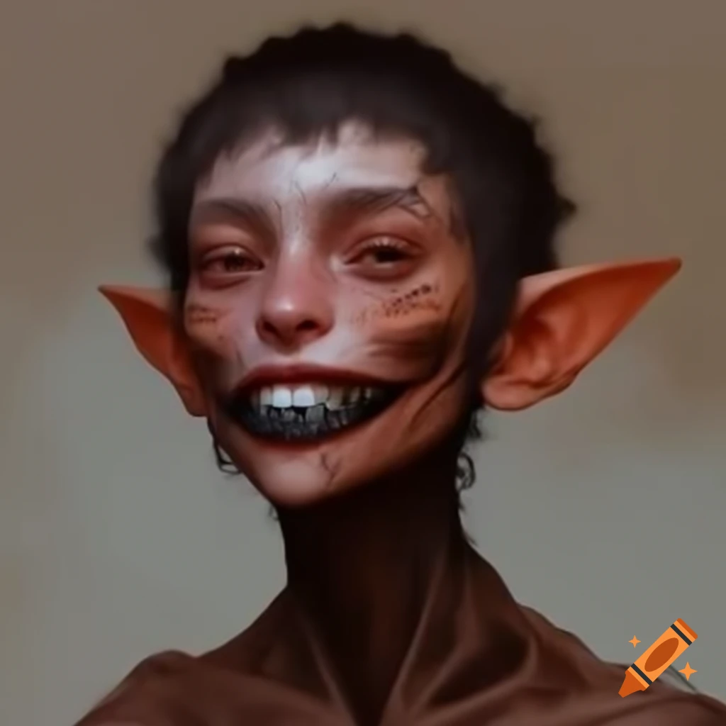 Abstract fantasy figure with porous skin and needle-like teeth on Craiyon