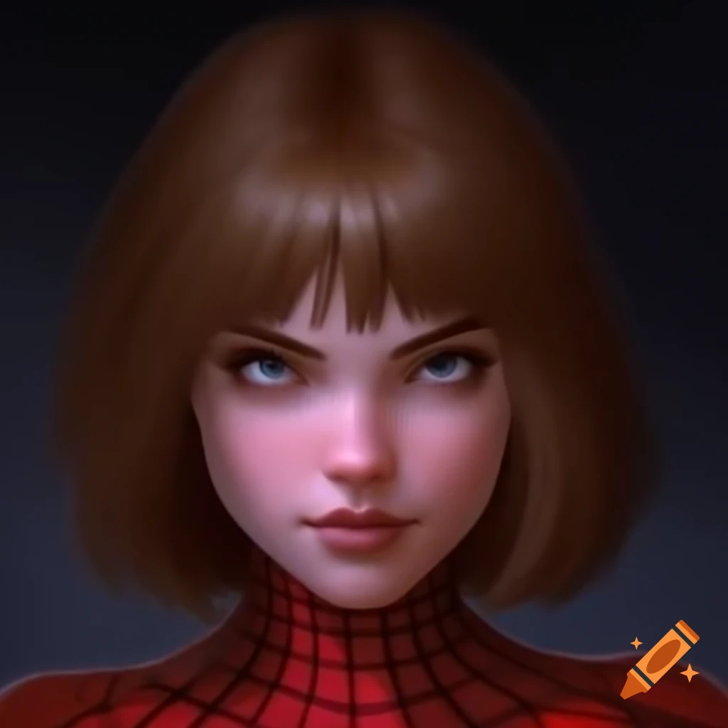 Female Spider-Man character in 'Into the Spider-Verse' style with brown ...